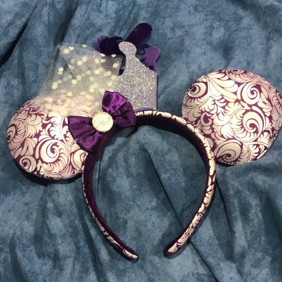 Disney | Accessories | Mini Mouse Ears Purple White And Silver With ...